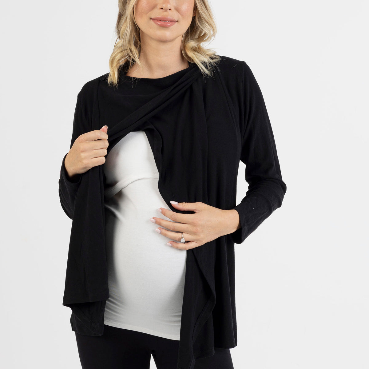 Cynthia Button Design Nursing Cardigan in Black – Angel Maternity USA