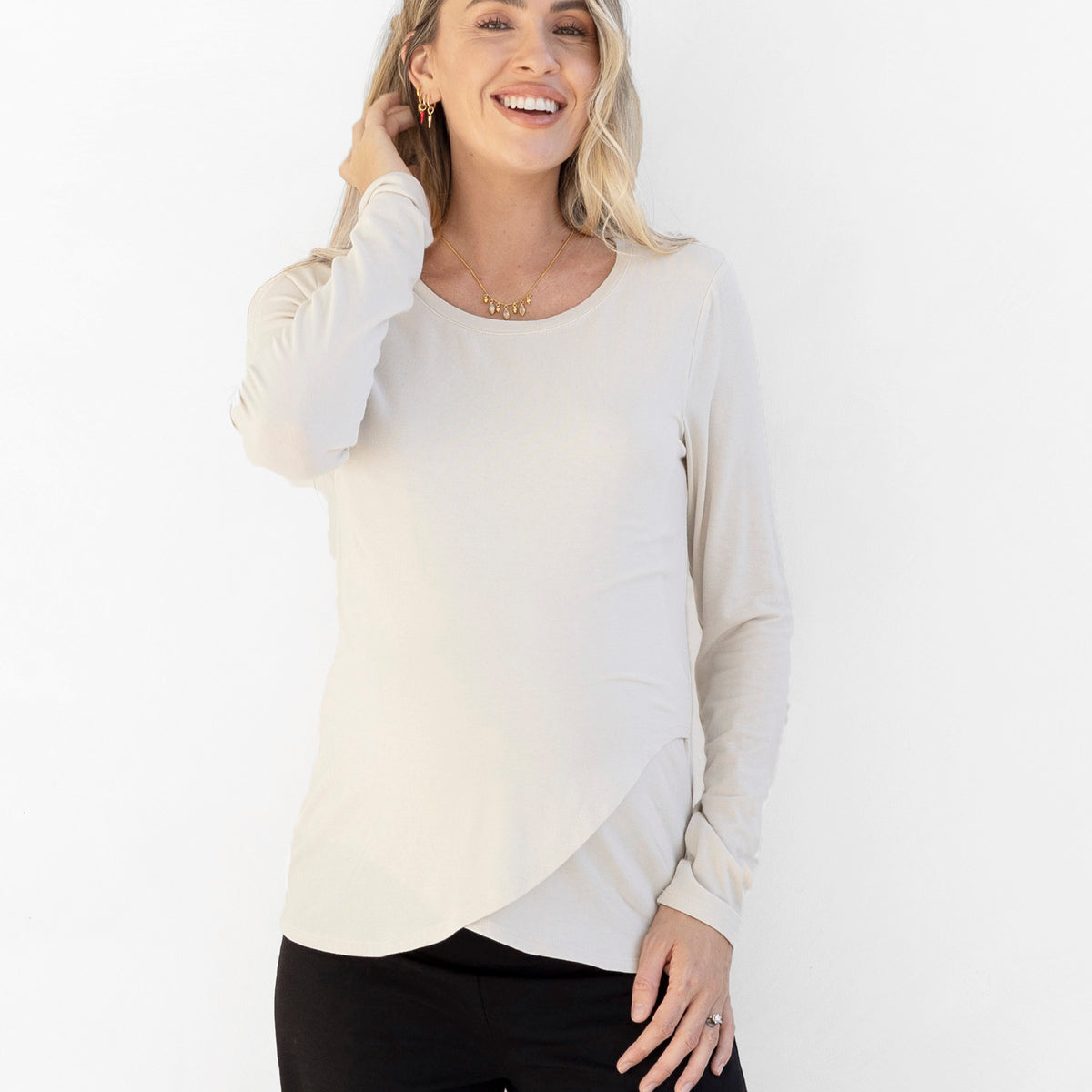 Annie Maternity/ Nursing Soft Nursing Top In Winter White – Angel ...