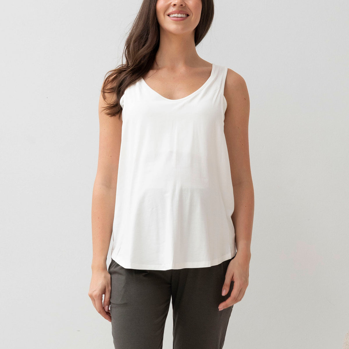Maternity Swing Tank with Nursing Access in White – Angel Maternity USA