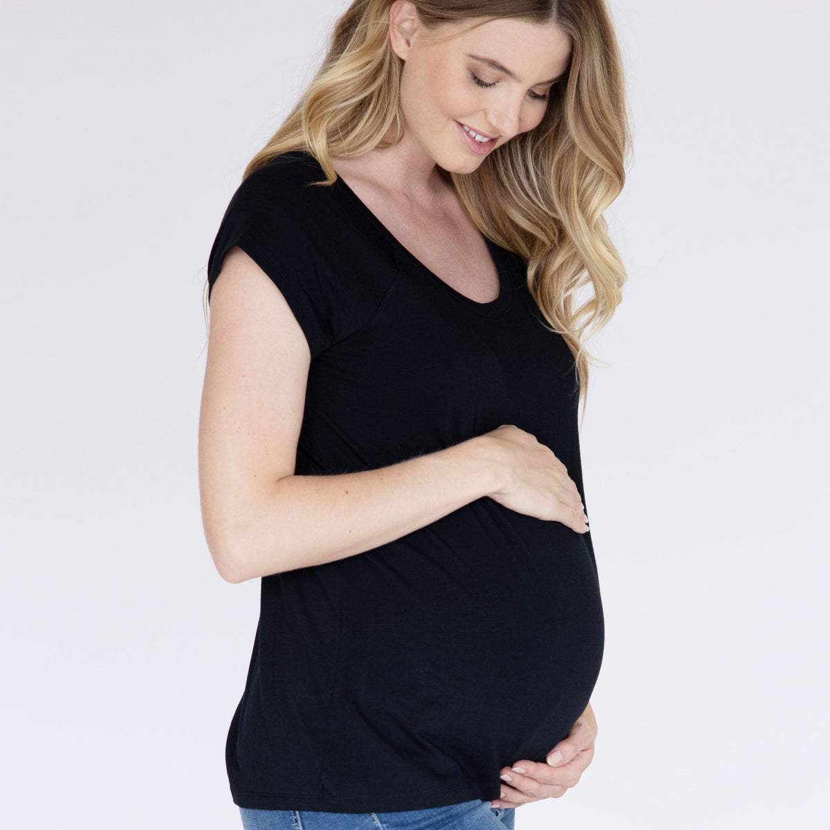 Black Maternity Bamboo Top > Nursing Friendly – Angel Maternity USA