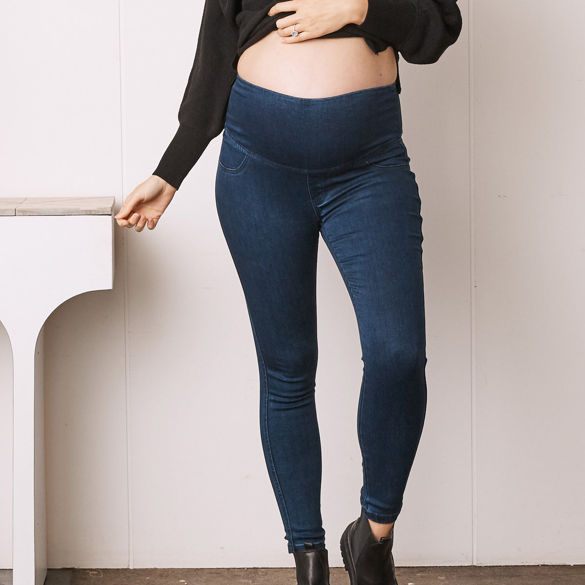 Maternity Over the Bump Denim Jeggings- Skinny Fit – Angel Maternity USA